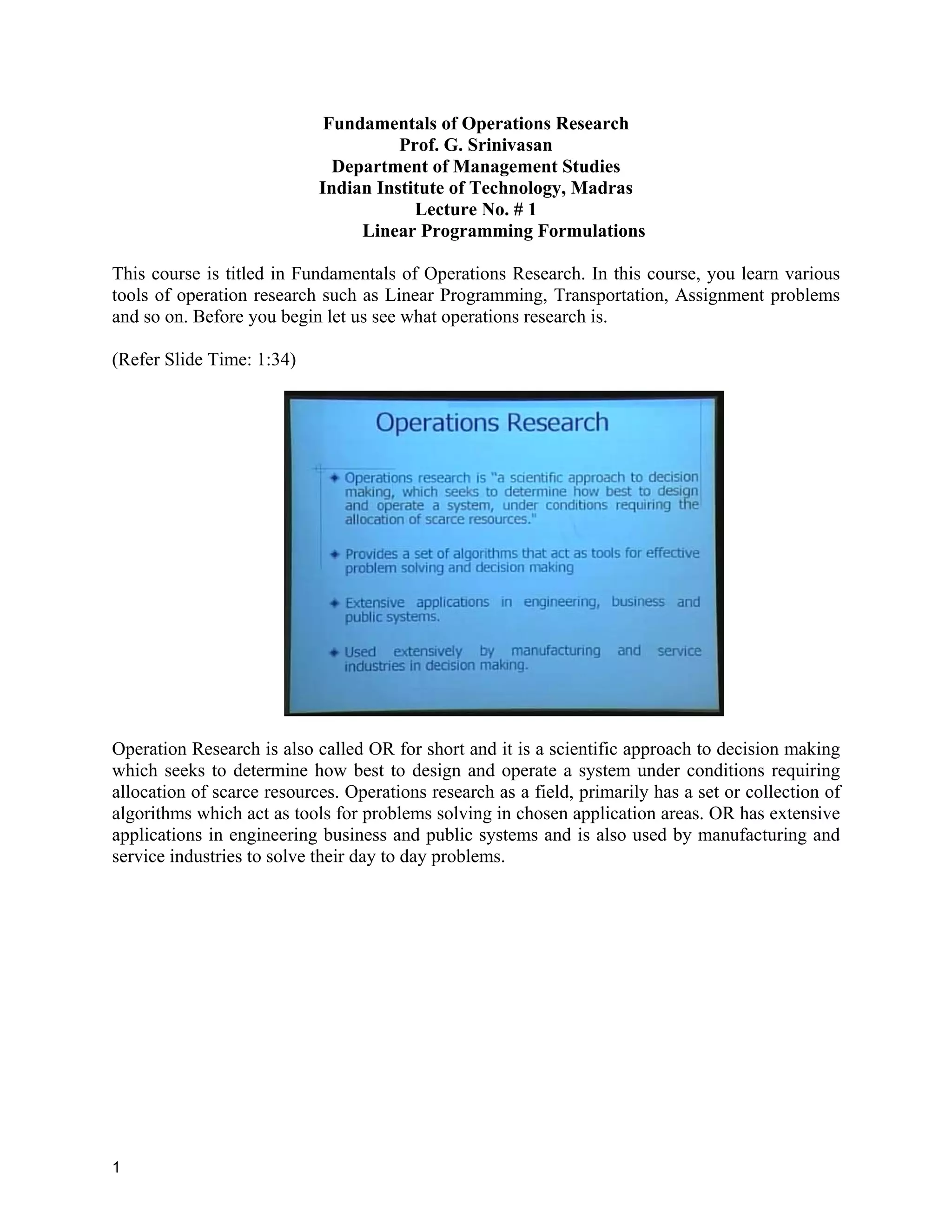 Operation Research | PDF