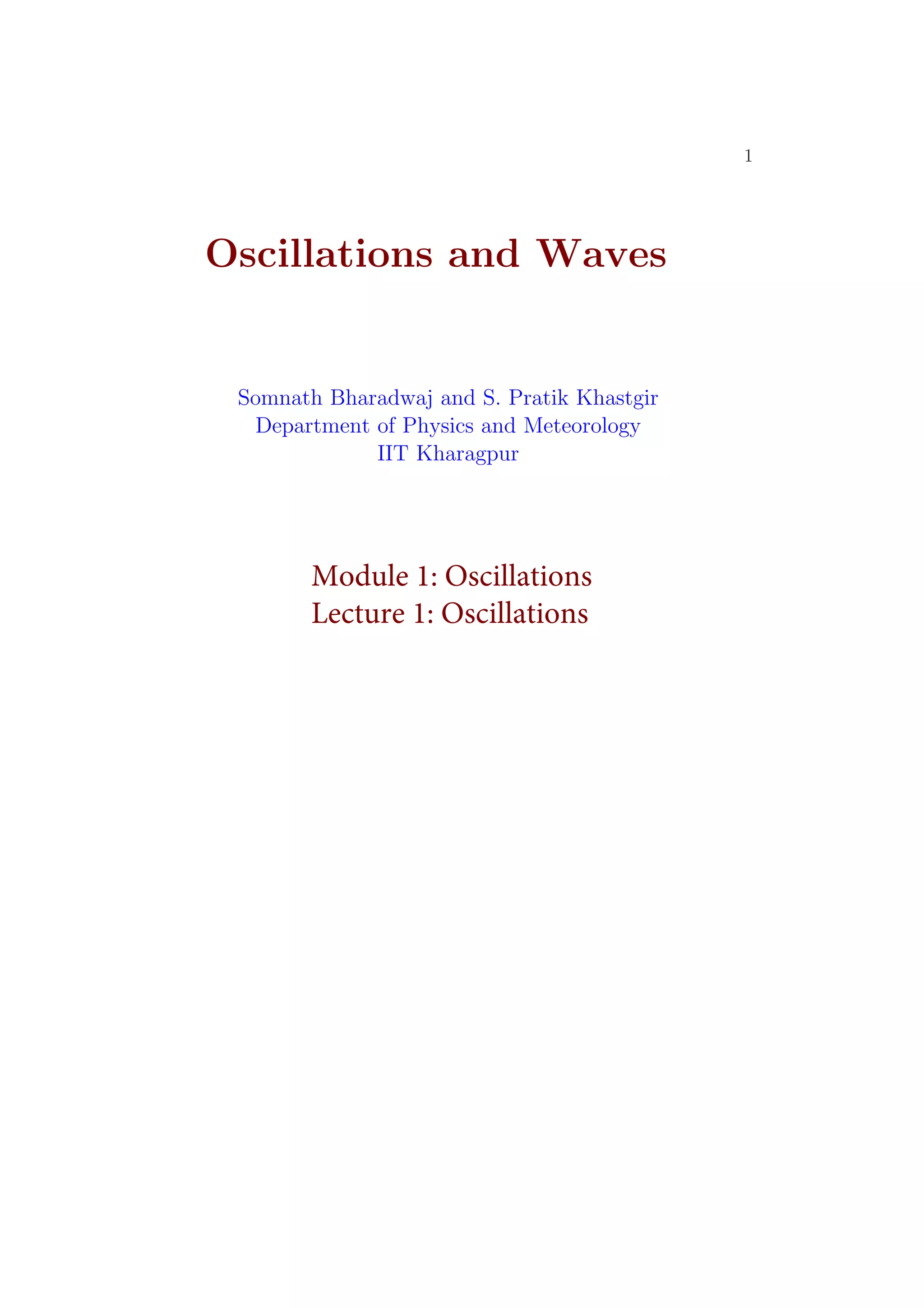 Lec1 Ocsillation and Waves | PDF