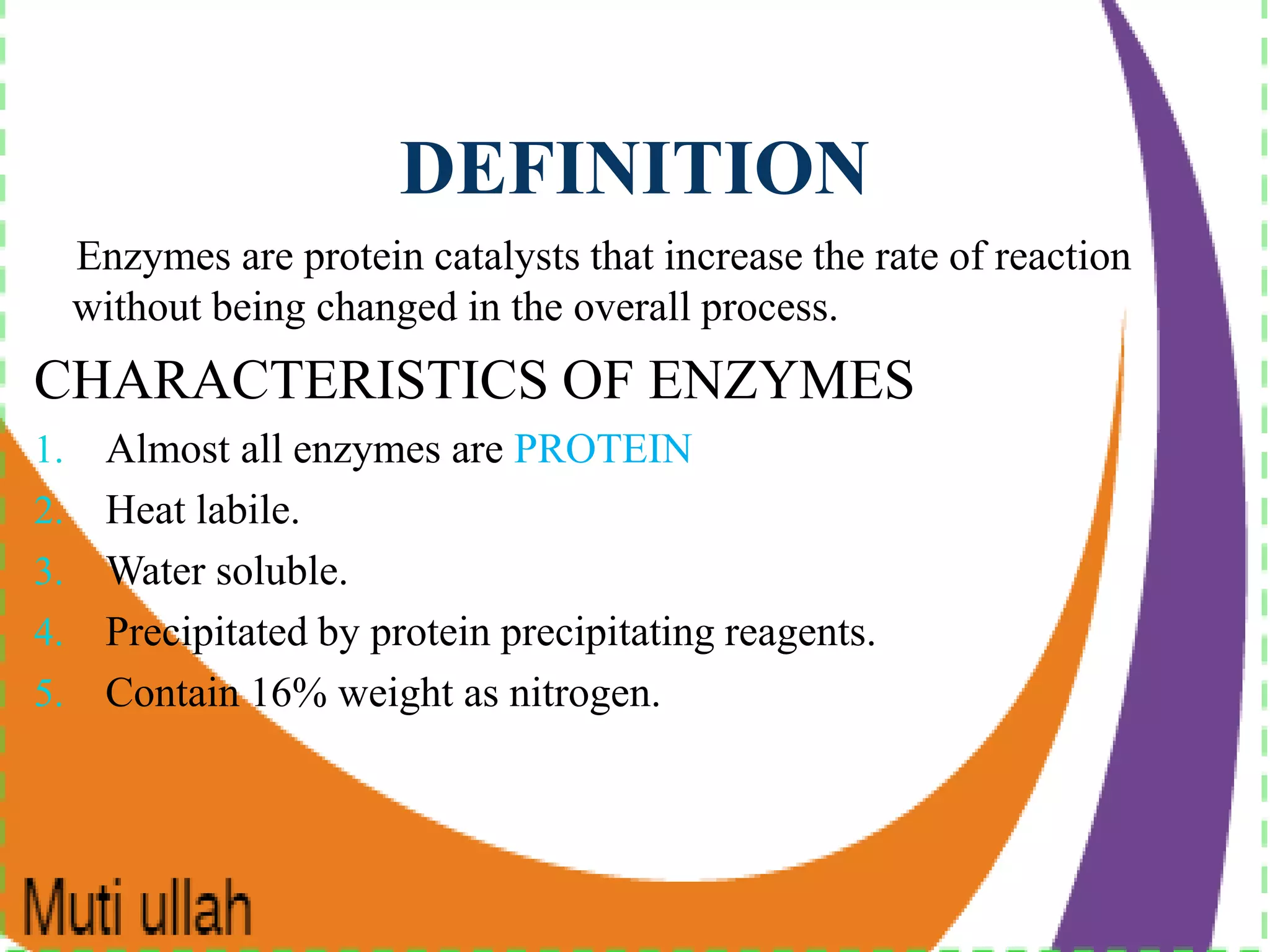 chemistry of enzymes, ES complex theories, co factors and coenzymes | PPT