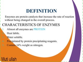 chemistry of enzymes, ES complex theories, co factors and coenzymes | PPT