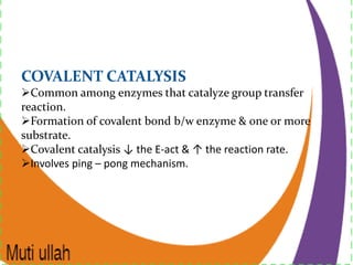 chemistry of enzymes, ES complex theories, co factors and coenzymes | PPT
