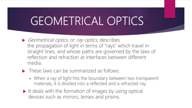 Geometrical Optics Introduction | PPTX