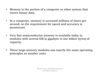 Lec 1 digital electroinics - memory array, write read operations | PPT