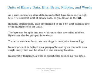 Lec 1 digital electroinics - memory array, write read operations | PPTX | Data Storage and ...