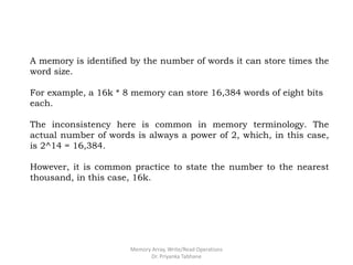 Lec 1 digital electroinics - memory array, write read operations | PPTX