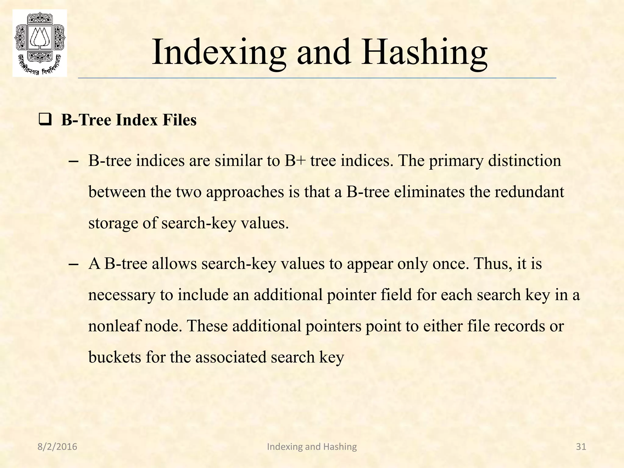 Lec 1 indexing and hashing | PPTX