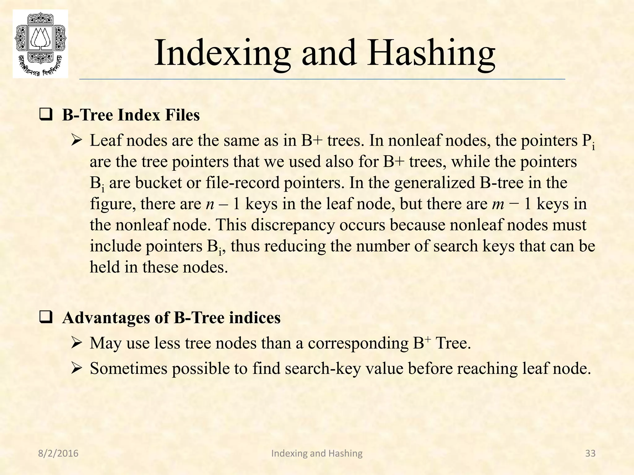 Lec 1 indexing and hashing | PPTX
