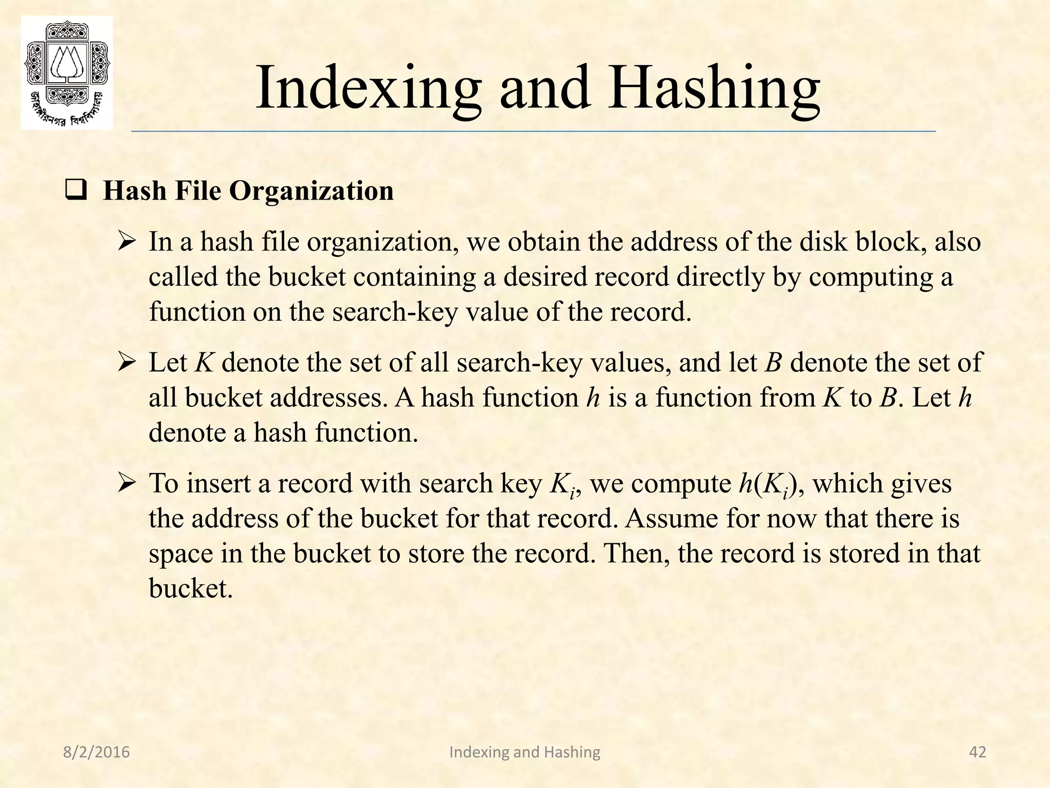 Lec 1 indexing and hashing | PPTX