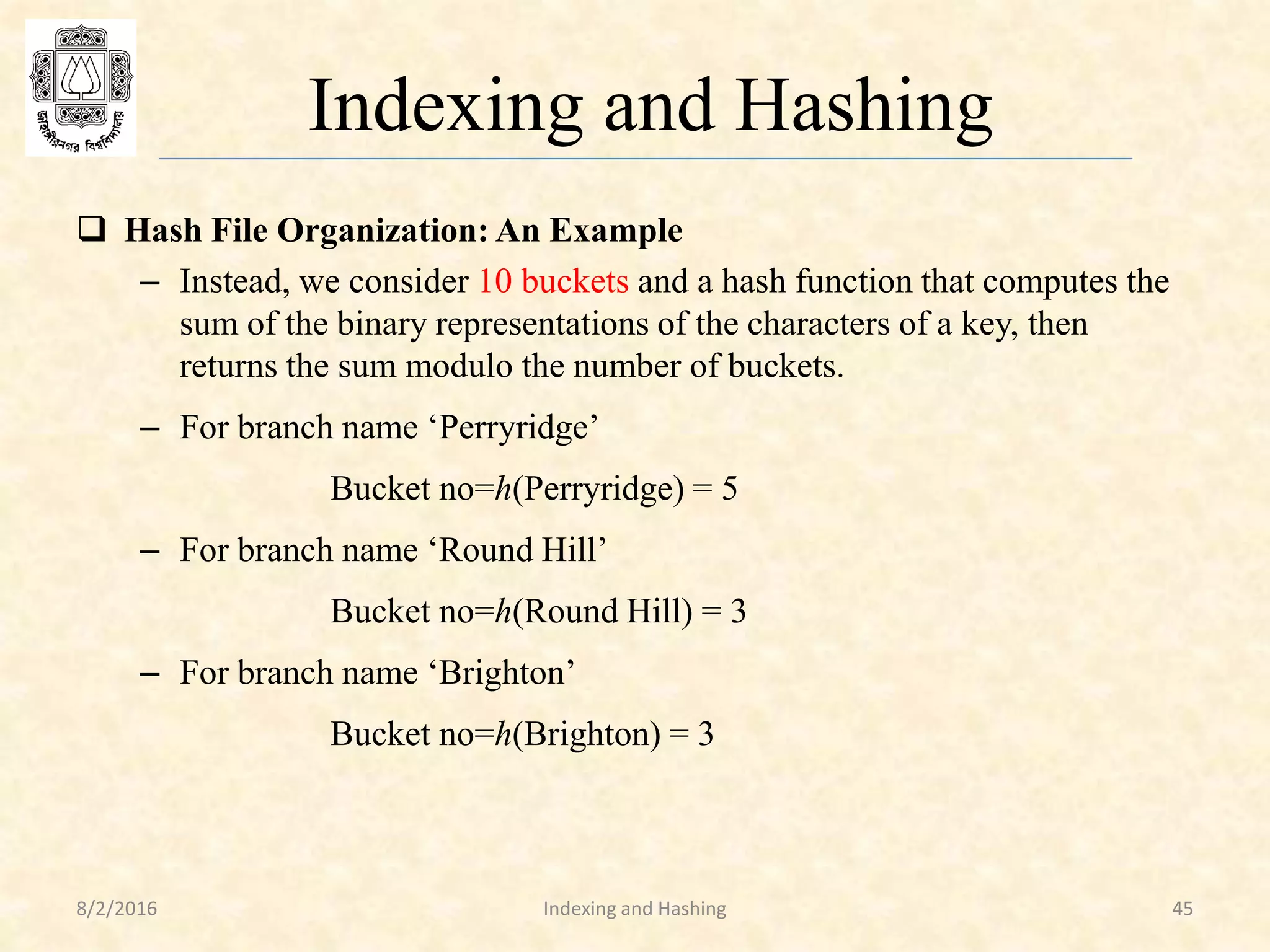 Lec 1 indexing and hashing | PPTX