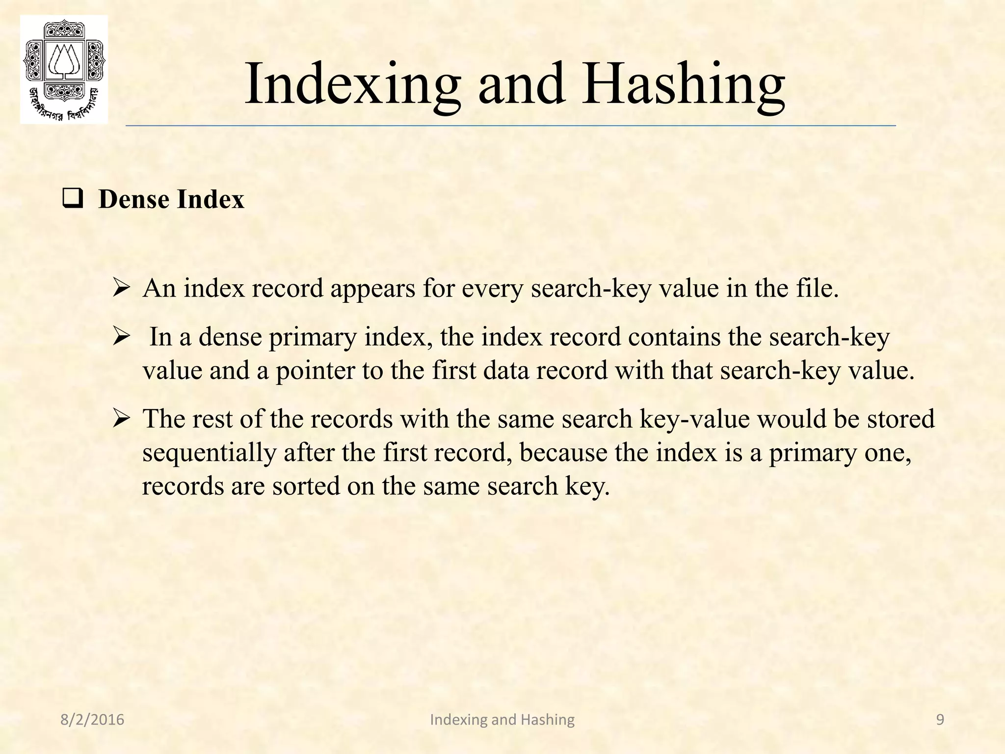 Lec 1 indexing and hashing | PPTX