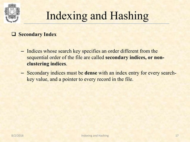 Lec 1 indexing and hashing | PPTX
