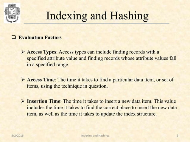 Lec 1 indexing and hashing | PPTX