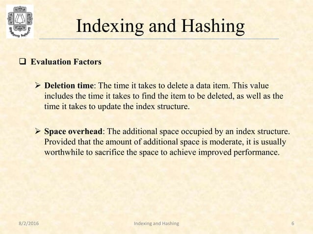 Lec 1 indexing and hashing | PPTX