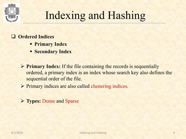 Lec 1 indexing and hashing | PPTX