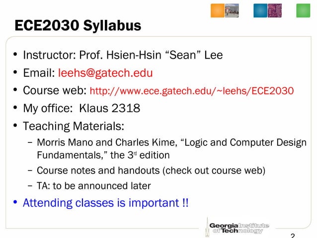 Lec1 Intro to Computer Engineering by Hsien-Hsin Sean Lee Georgia Tech ...