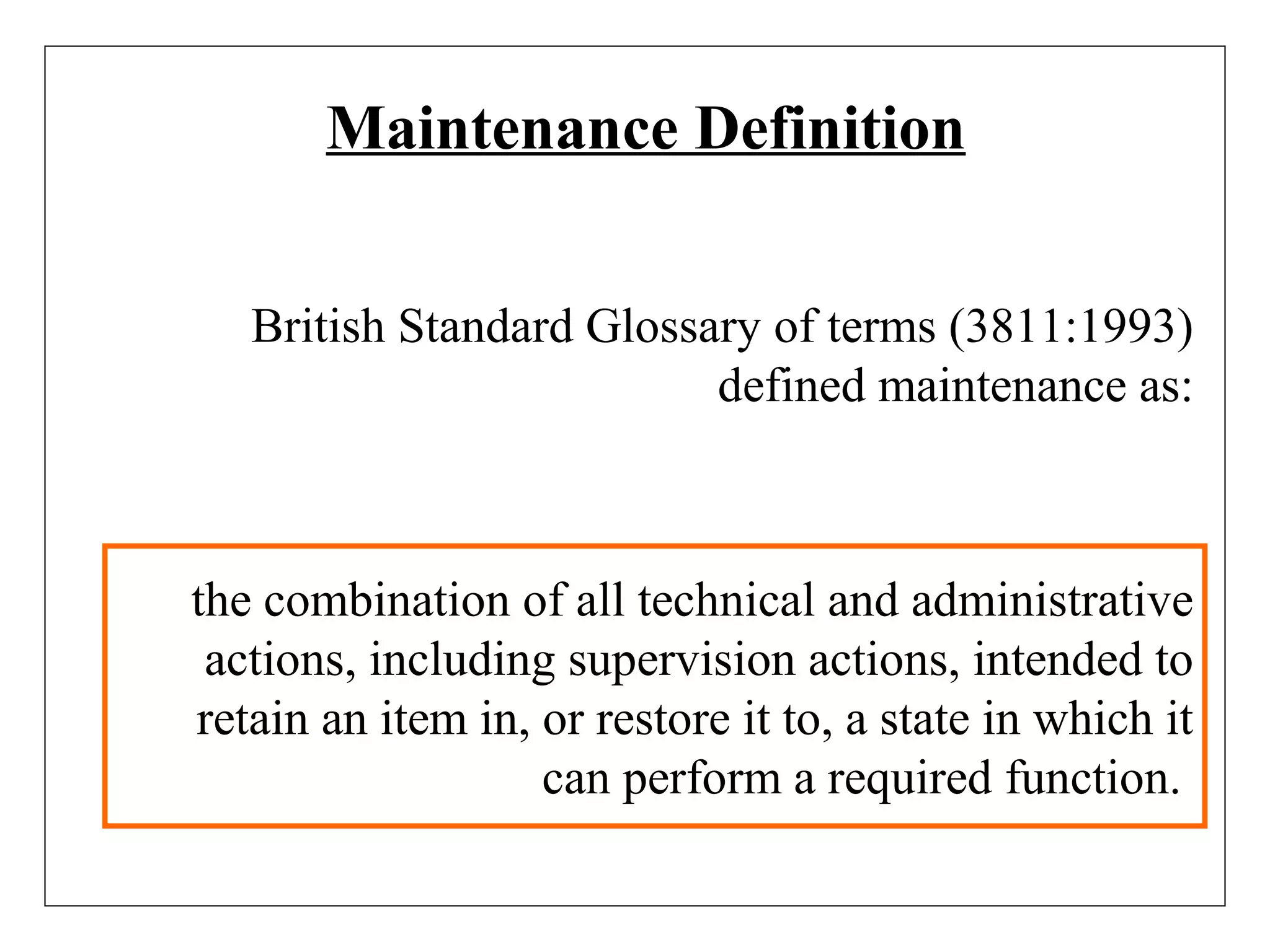 Lec1 maintenance definition | PPT