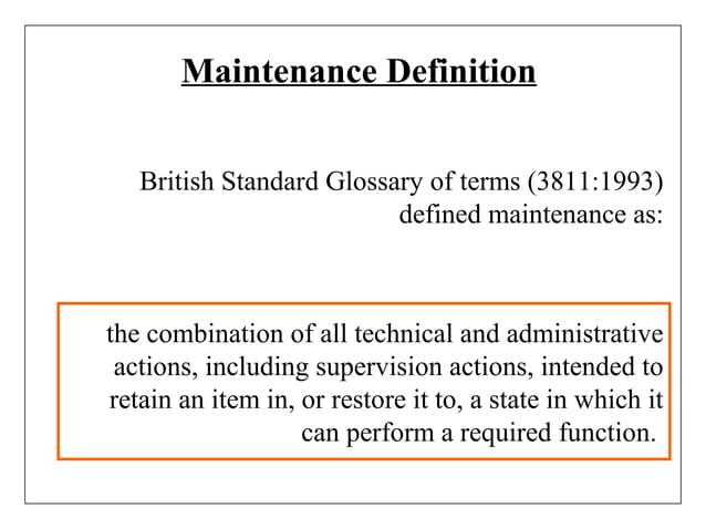 Lec1 maintenance definition | PPT