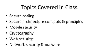 Berkeley CS 161 computer security lectures - overview | PPT