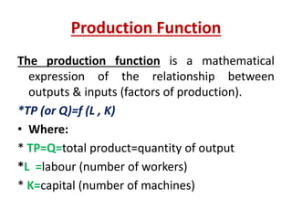 The production process: The behavior of profit – maximizing firms | PPTX