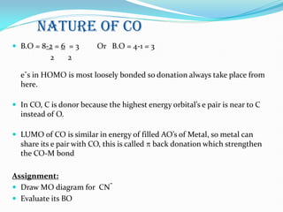 molecular orbital thoery and MOT diagrams explain in detail. | PDF