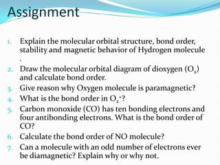 molecular orbital thoery and MOT diagrams explain in detail. | PDF