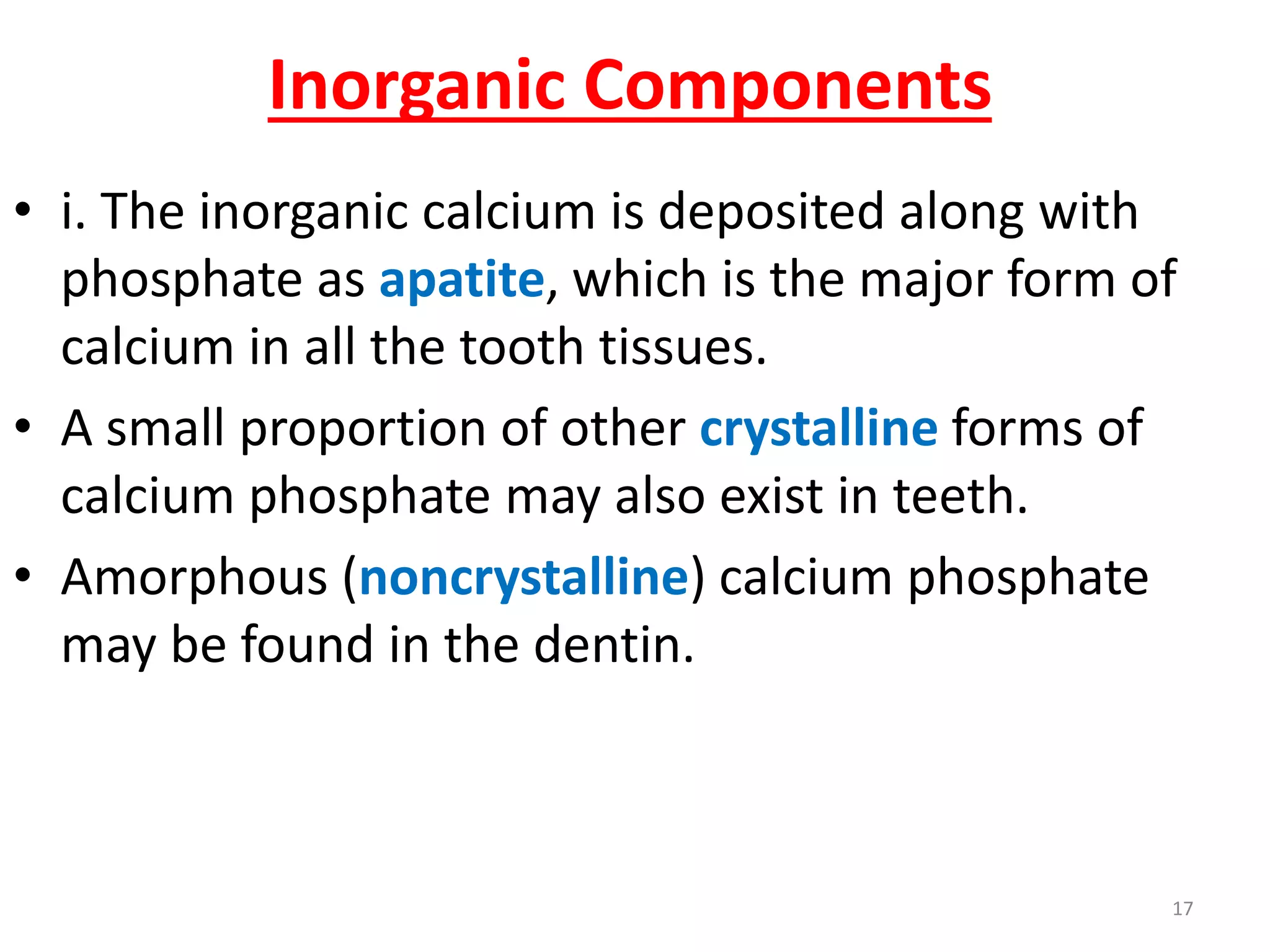 Lec 10, 11 level 4-de (biochemistry of teeth, saliva and dental caries ...