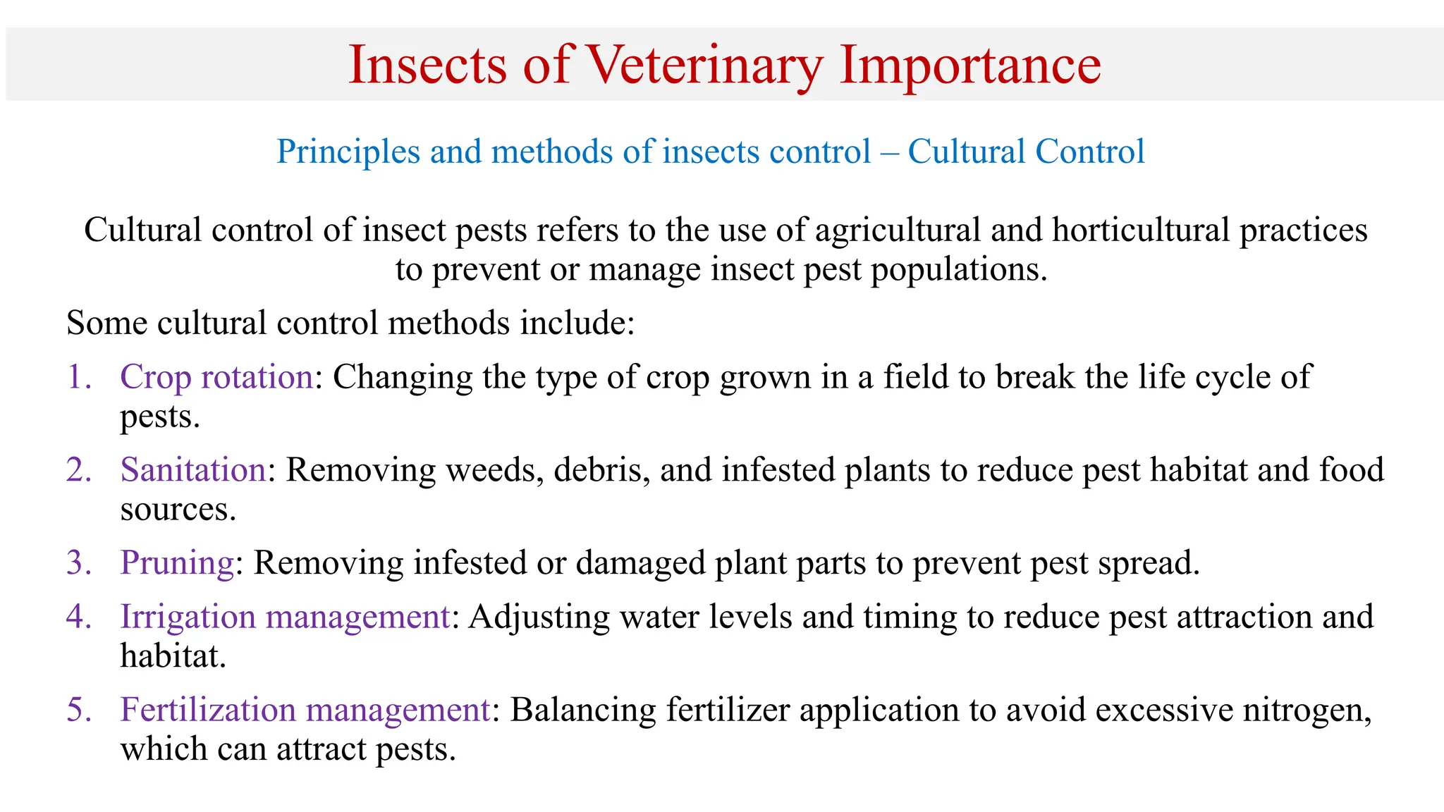 Cultural Control. How Insect controlled culturally? | PPTX