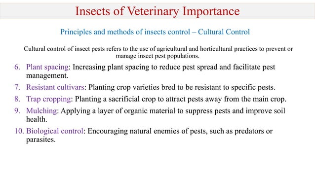 Cultural Control. How Insect controlled culturally? | PPTX
