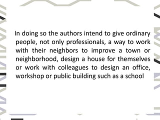 Lec 10 a pattern language | PPTX | Programming Languages | Computing