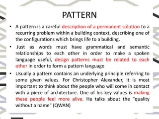 Lec 10 a pattern language | PPTX | Programming Languages | Computing