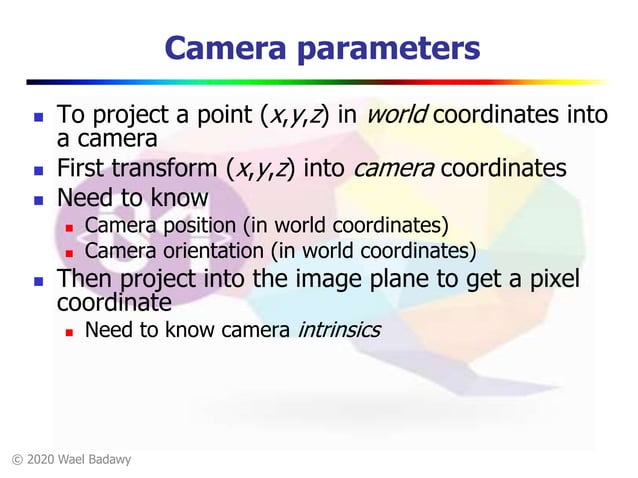 Computer Vision Cameras | PPTX