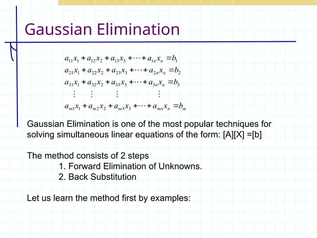 lec 10 gauss elimination mathematics note for engineering subject | PPT