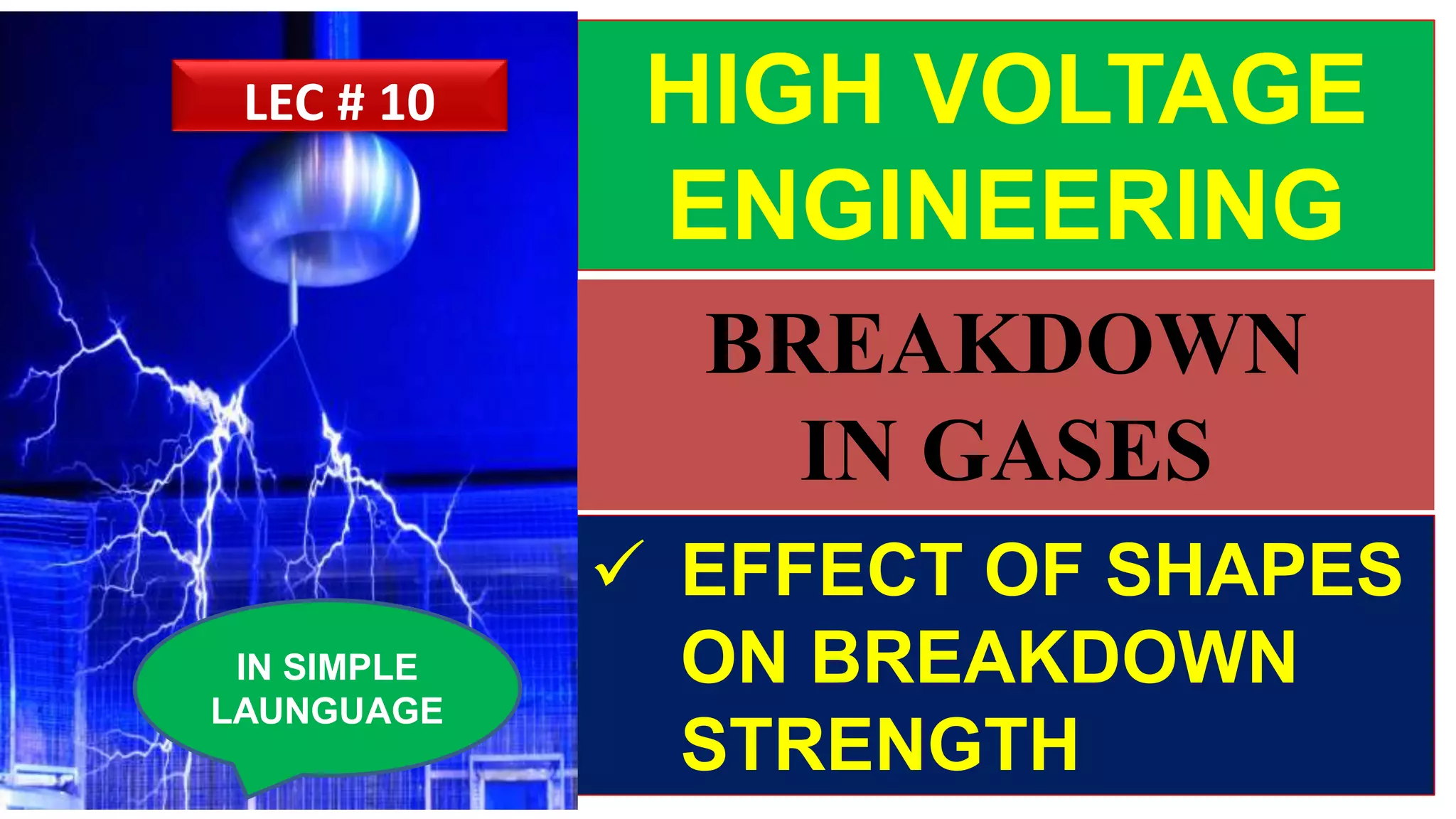 EFFECT OF SHAPES ON BREAKDOWN STRENGTH OF GAS DIELECTRIC|BREAKDOWN IN ...