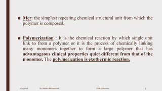 Lec 10 part i polymer and polymerization | PPTX