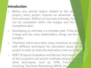 Lec 10 pert estimating techniques | PPTX