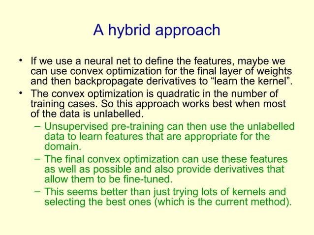 Support Vector Machines (lecture by Geoffrey Hinton) | PPT