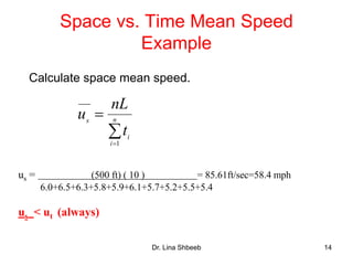 Lec 10 Traffic Stream Models (Transportation Engineering Dr.Lina Shbeeb ...