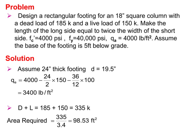 Lec 12 - Design of Rectangular footing.PPT | Physics | Science