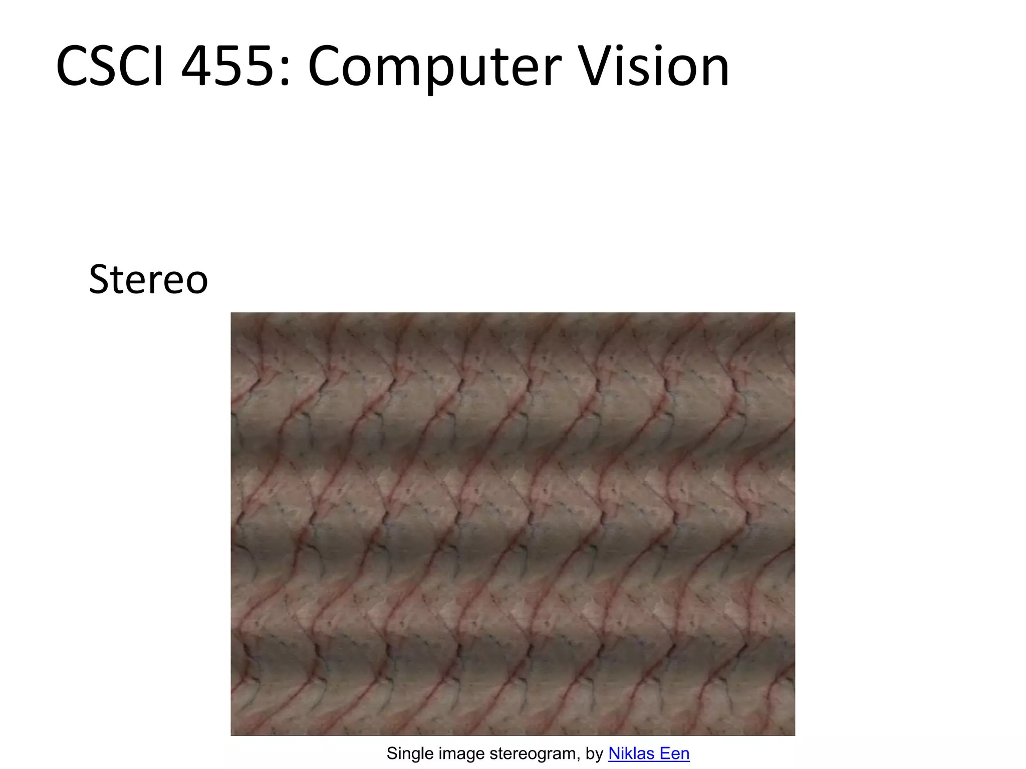 Computer Vision - Stereo Vision | PPTX