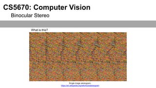 Introduction to Binocular Stereo in Computer Vision | PPT