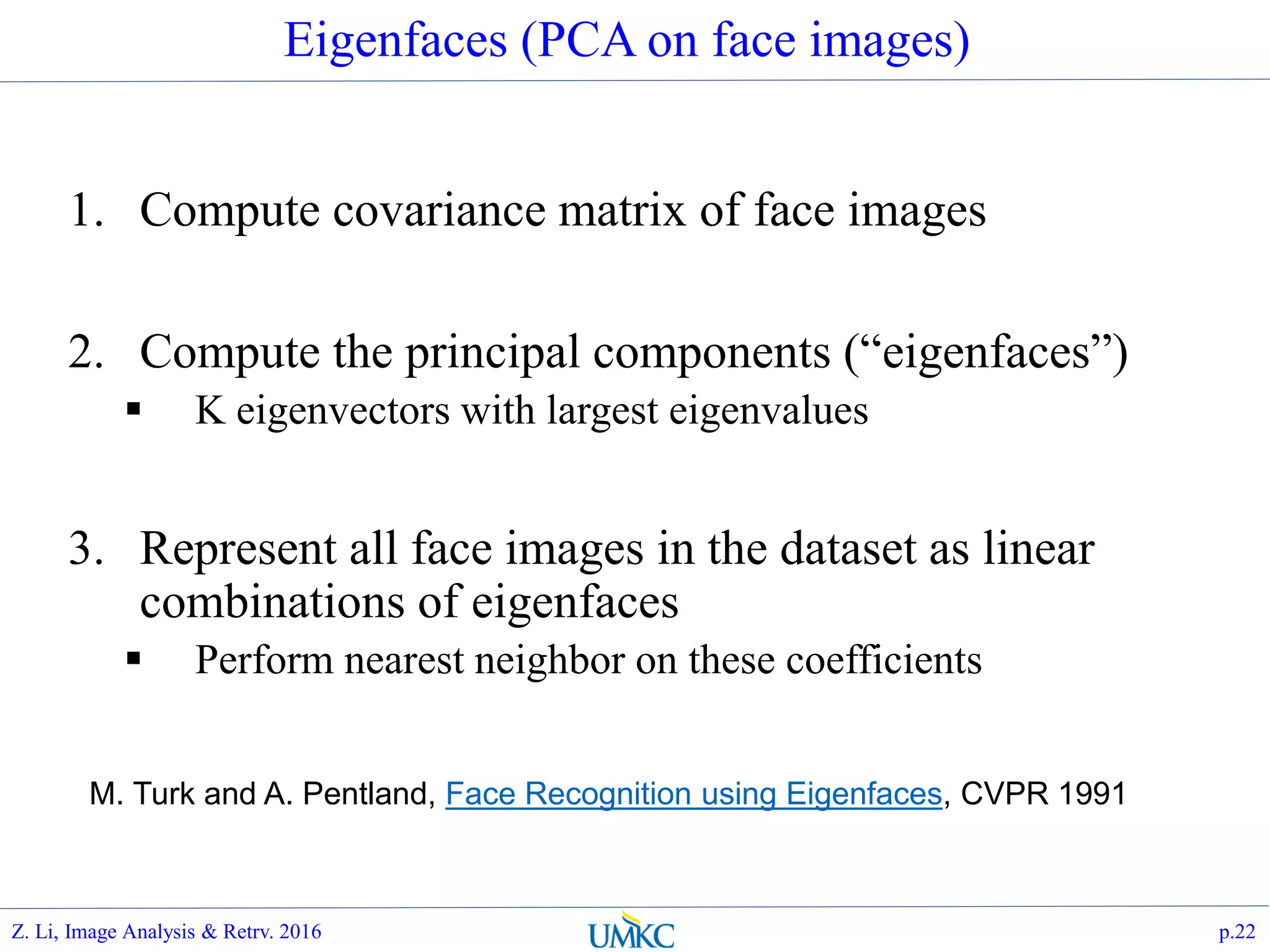 Lec14 eigenface and fisherface | PDF