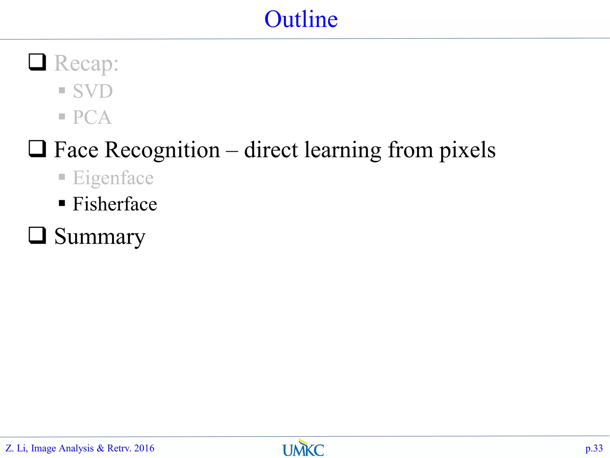 Lec14 eigenface and fisherface | PDF