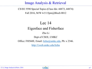 Lec14 eigenface and fisherface | PDF
