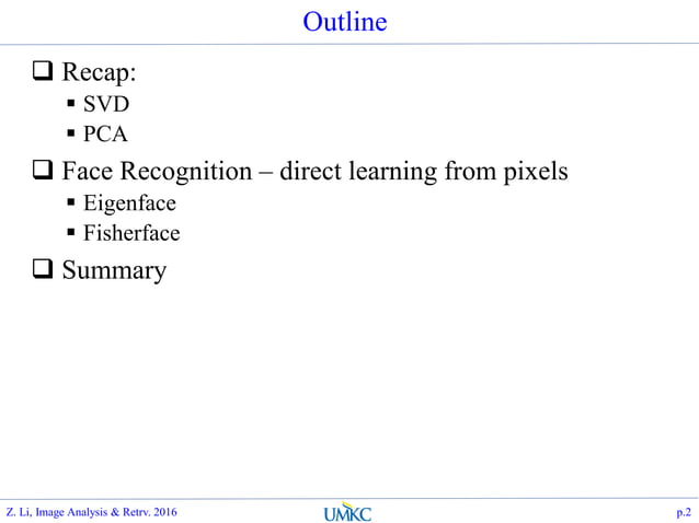 Lec14 eigenface and fisherface | PDF