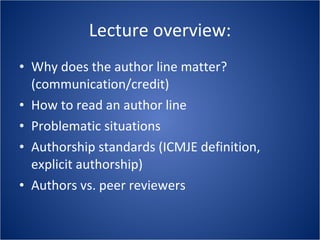 Lec 14 Authorship Issues | PPT