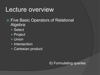Relational algebra (basics) | PPTX