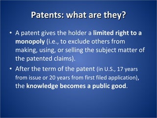 Lec15 Patents and Intellectual Property | PPT