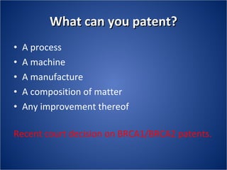 Lec15 Patents and Intellectual Property | PPT