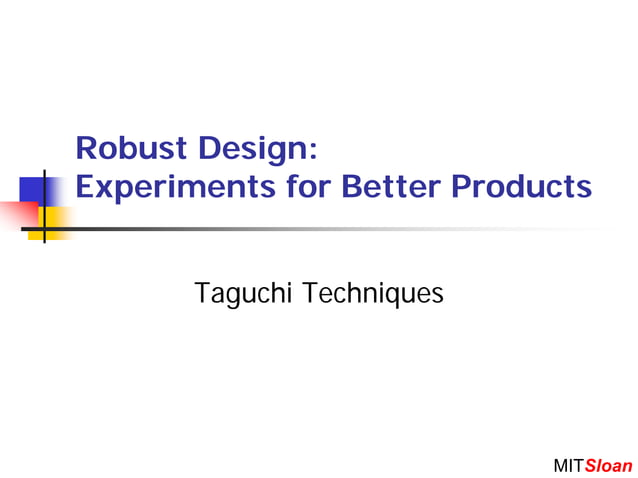 Robust Design | PDF | Mechanical and Industrial Engineering Industry ...