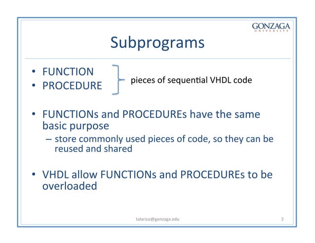 VHDL_functions and procedures_programming | PPT VHDL_functions and procedures_programming | PPT